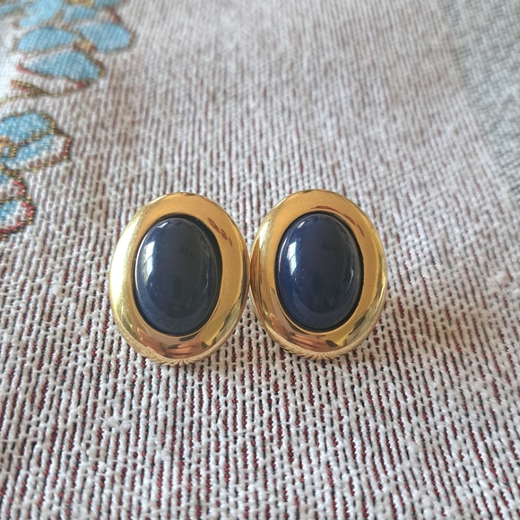 Napier | Jewelry | Vintage Napier Blue And Gold Stud Earrings | Poshmark